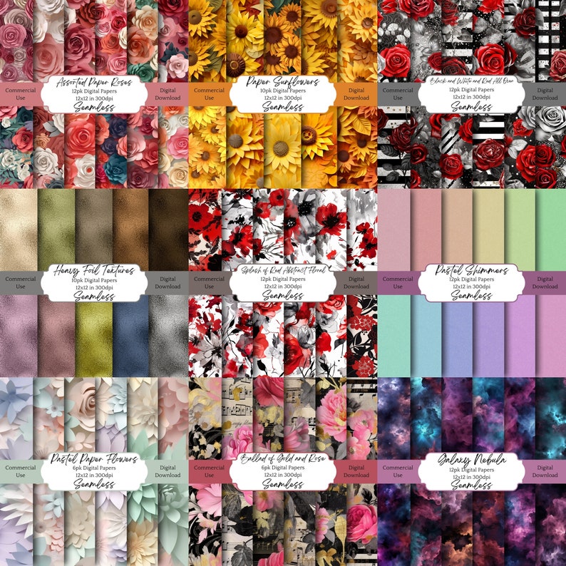 WHOLE SHOP Seamless Paper Pack Bundle Instant Digital Download Tiled ...