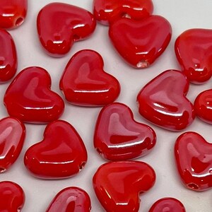 Red Ceramic Heart Beads: Large 15mm Jewelry Supplies - Etsy