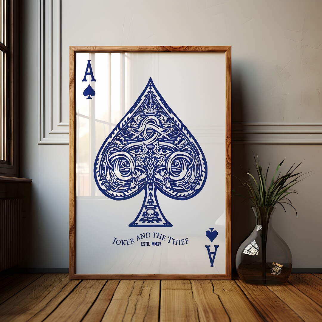 Navy Blue Ace of Spades Digital Retro Print - Etsy