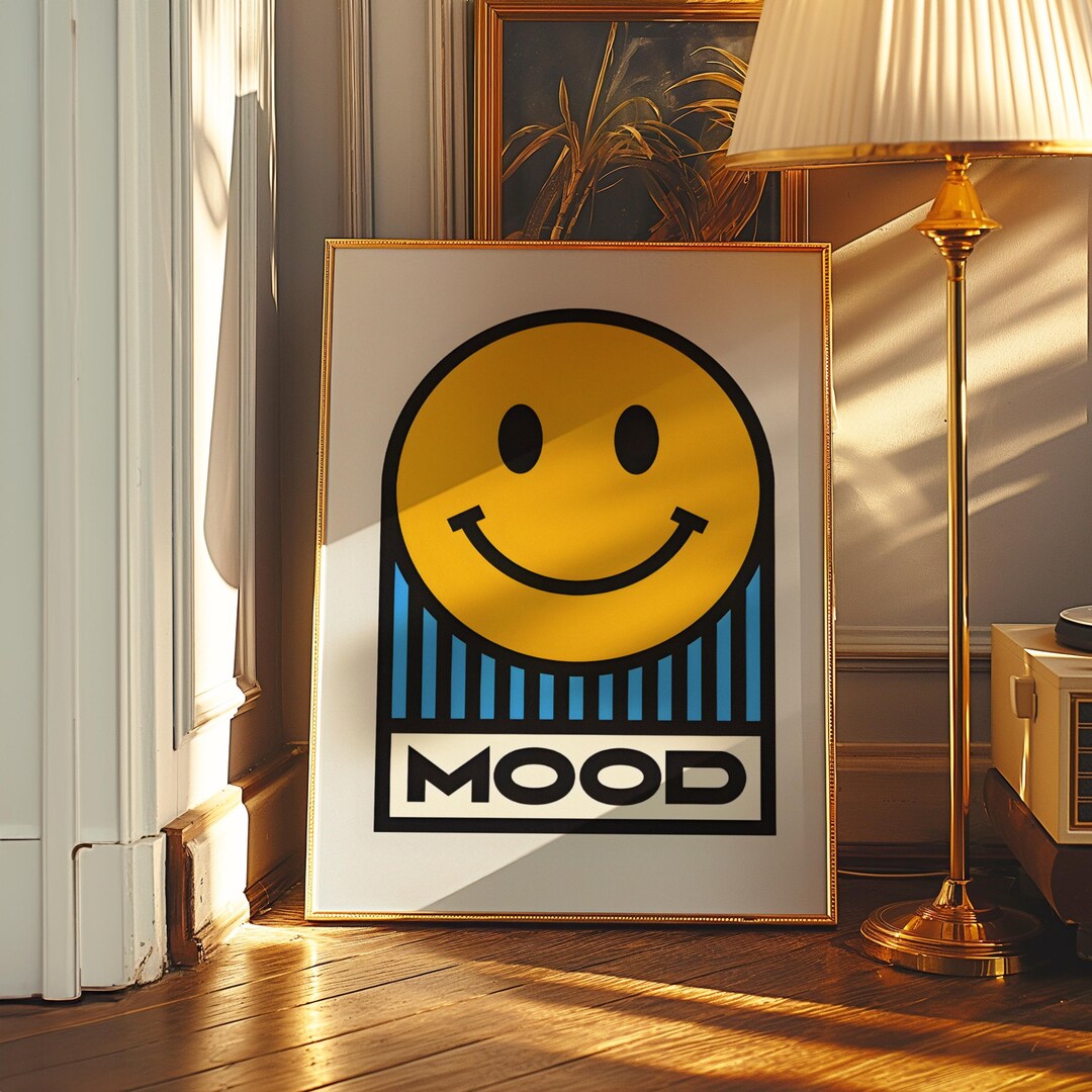 Smiley Face MOOD Retro Digital Print - Etsy