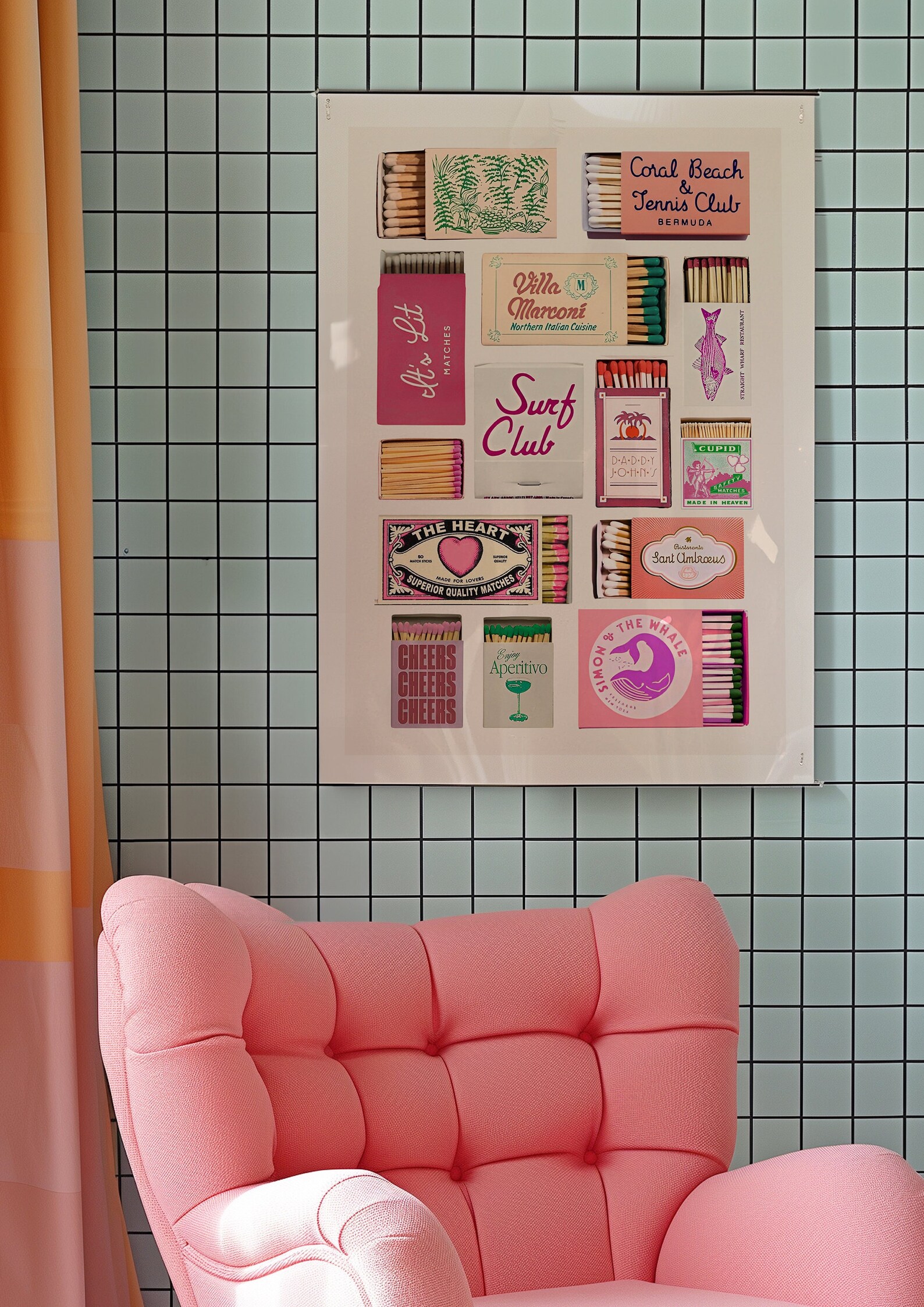 Pink Retro Match Box Collage Digital Print - Etsy