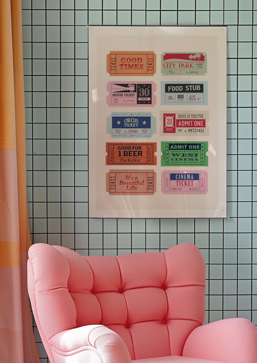 Colorful Pink Aesthetic Tickets Collage Digital Print - Etsy