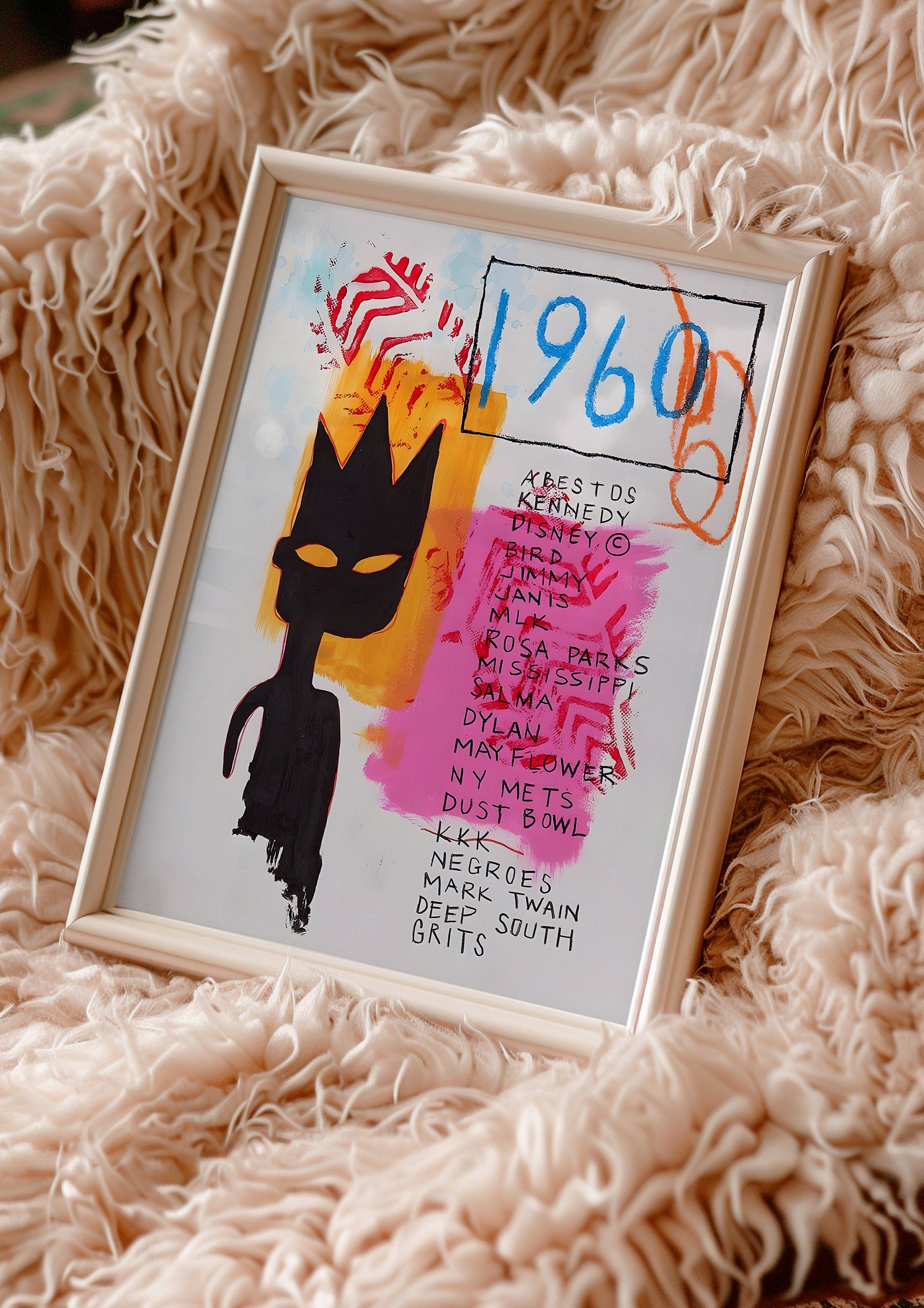 Basquiat Folk Artist Retro Colorful Bright Digital Print - Etsy