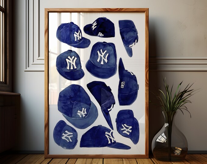 New York Yankees Navy Blue Baseball Cap Digital Print - Etsy