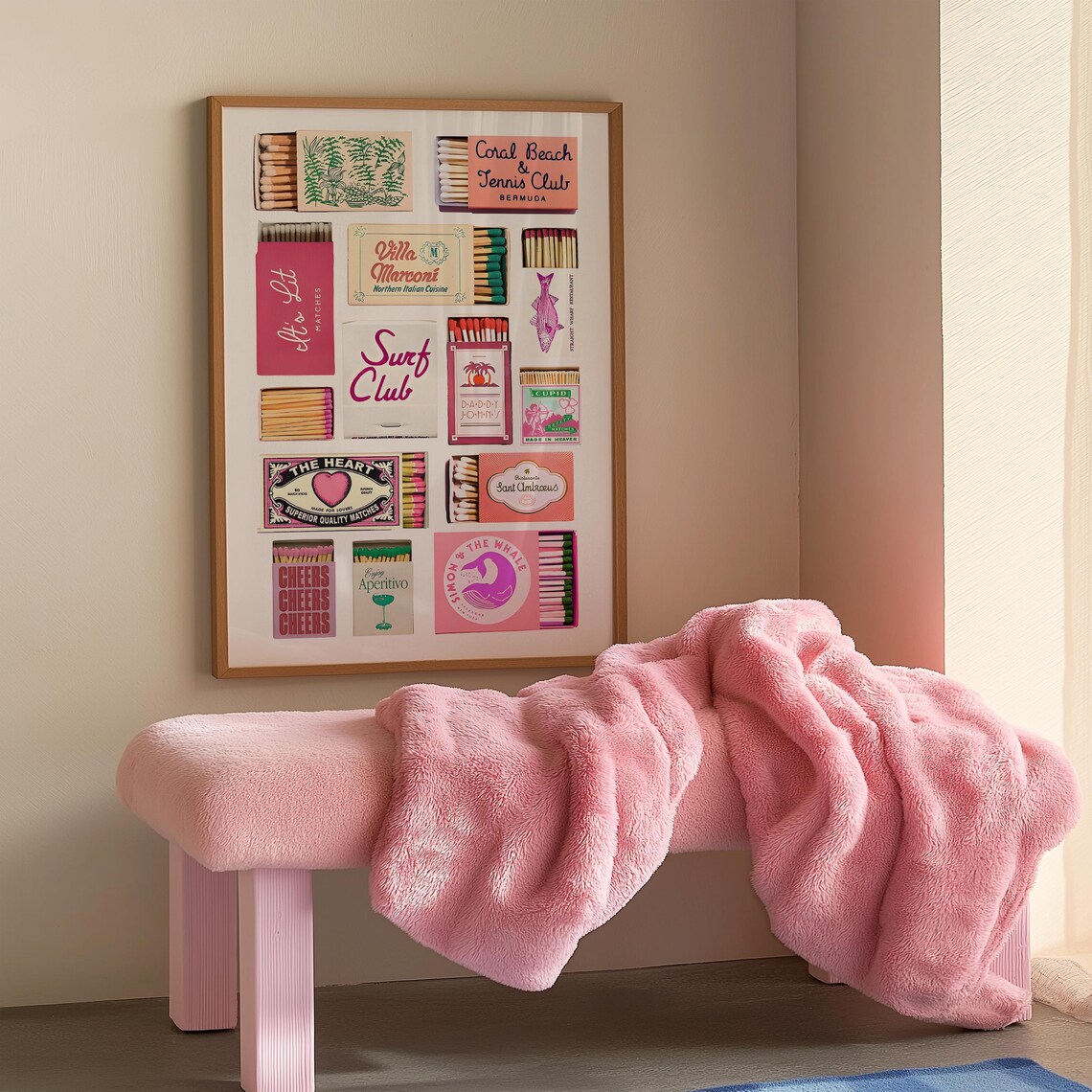 Pink Retro Match Box Collage Digital Print - Etsy