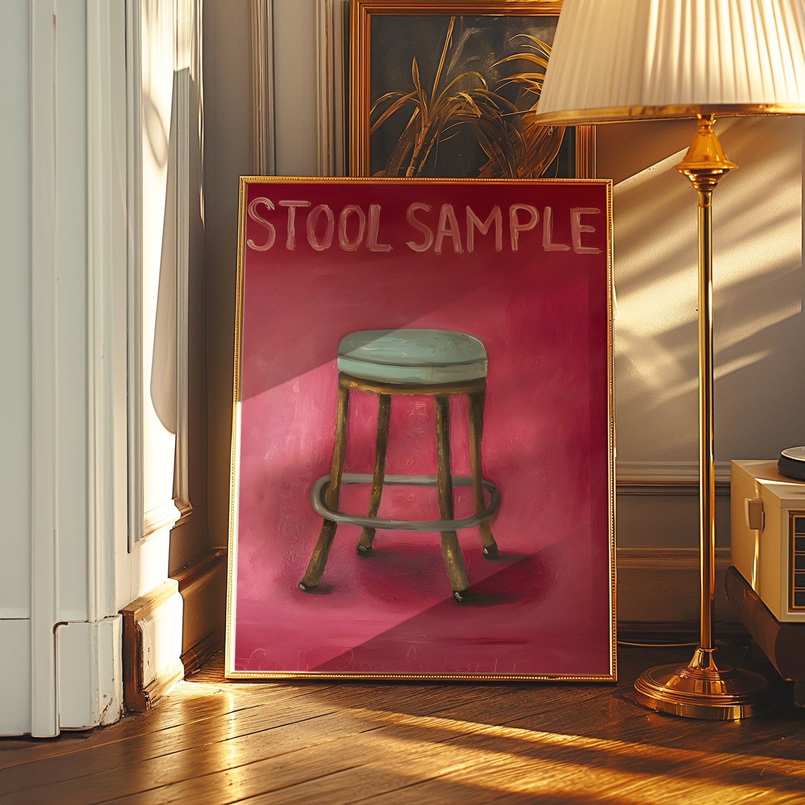 Silly Bathroom Pink Stool Sample Digital Print - Etsy