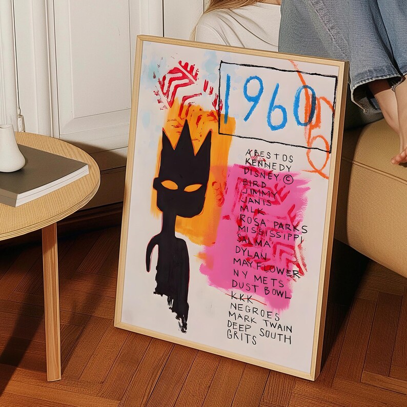 Basquiat Folk Artist Retro Colorful Bright Digital Print - Etsy