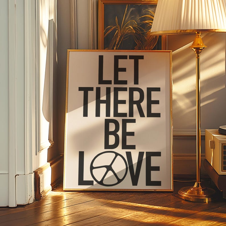 Let There Be Love Peace Sign Retro Vintage Digital Print - Etsy