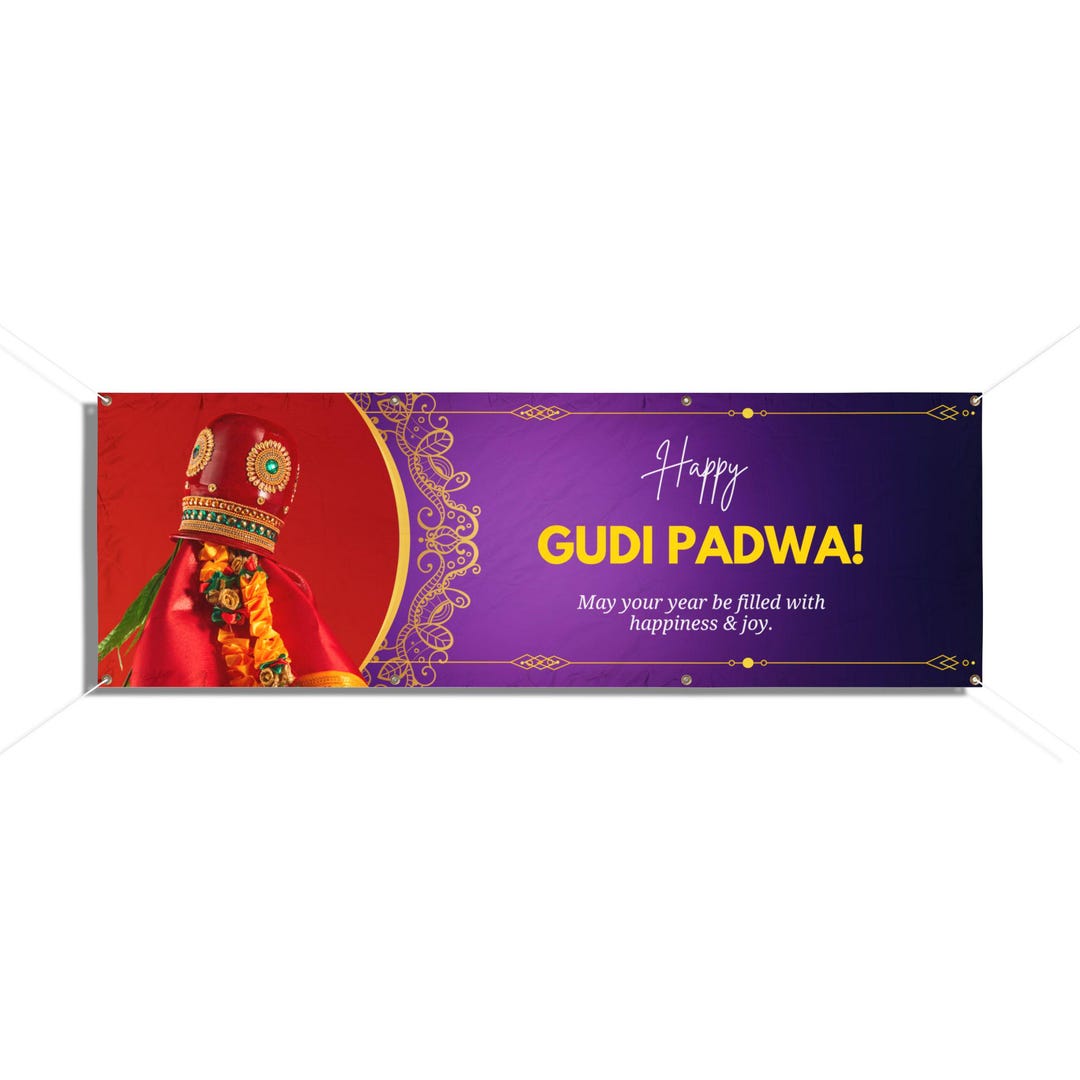 Gudi Padwa Celebration Banner, Festive Vinyl Sign for Home Decor ...