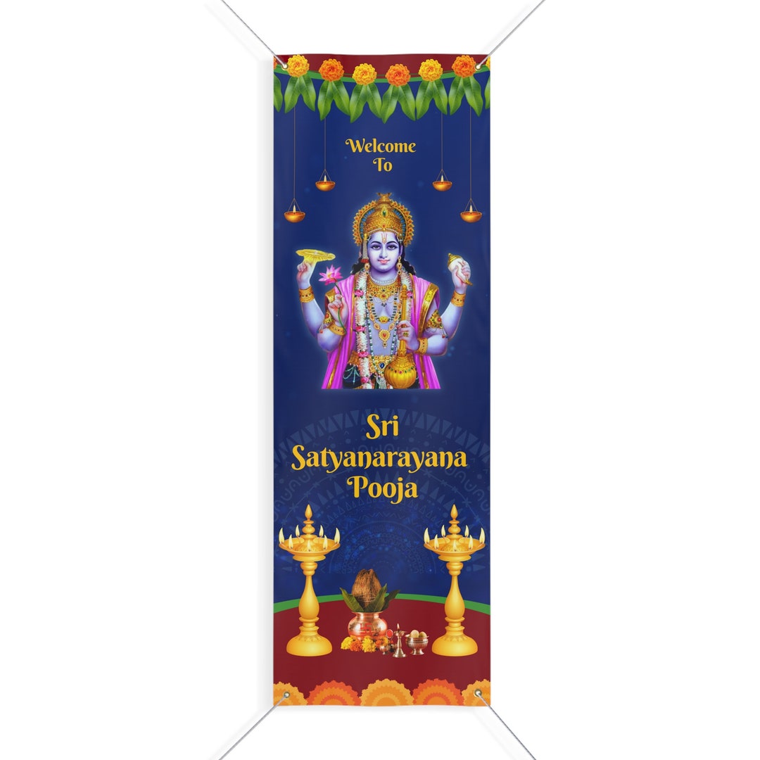 Sri Sathyanarayana Pooja - Door Banner Decoration - Entry Way - Matte ...