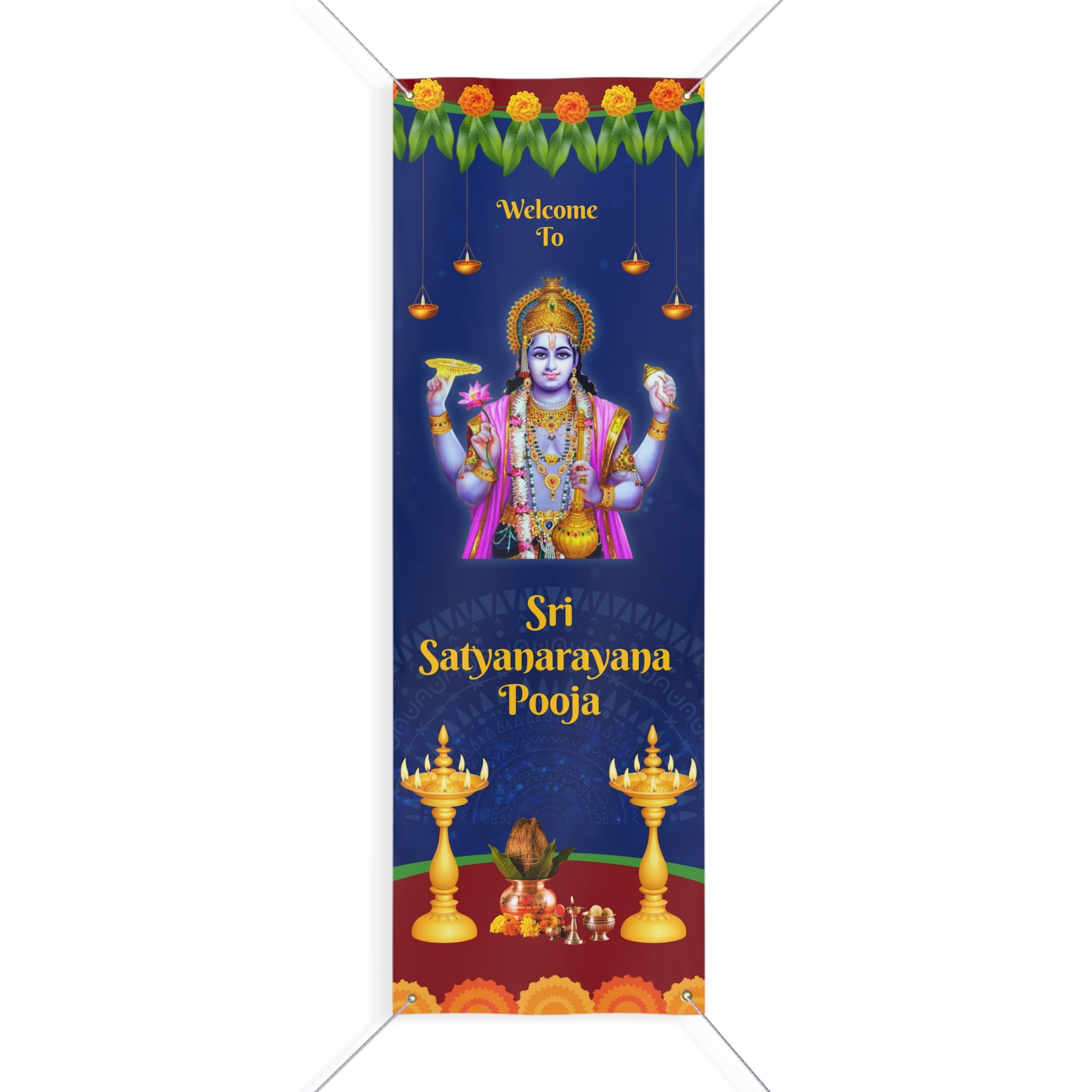 Sri Sathyanarayana Pooja - Door Banner Decoration - Entry Way - Matte ...
