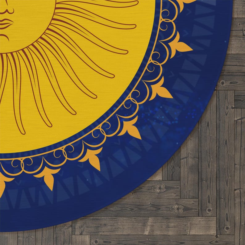 Round Rug - Sun Design - Etsy