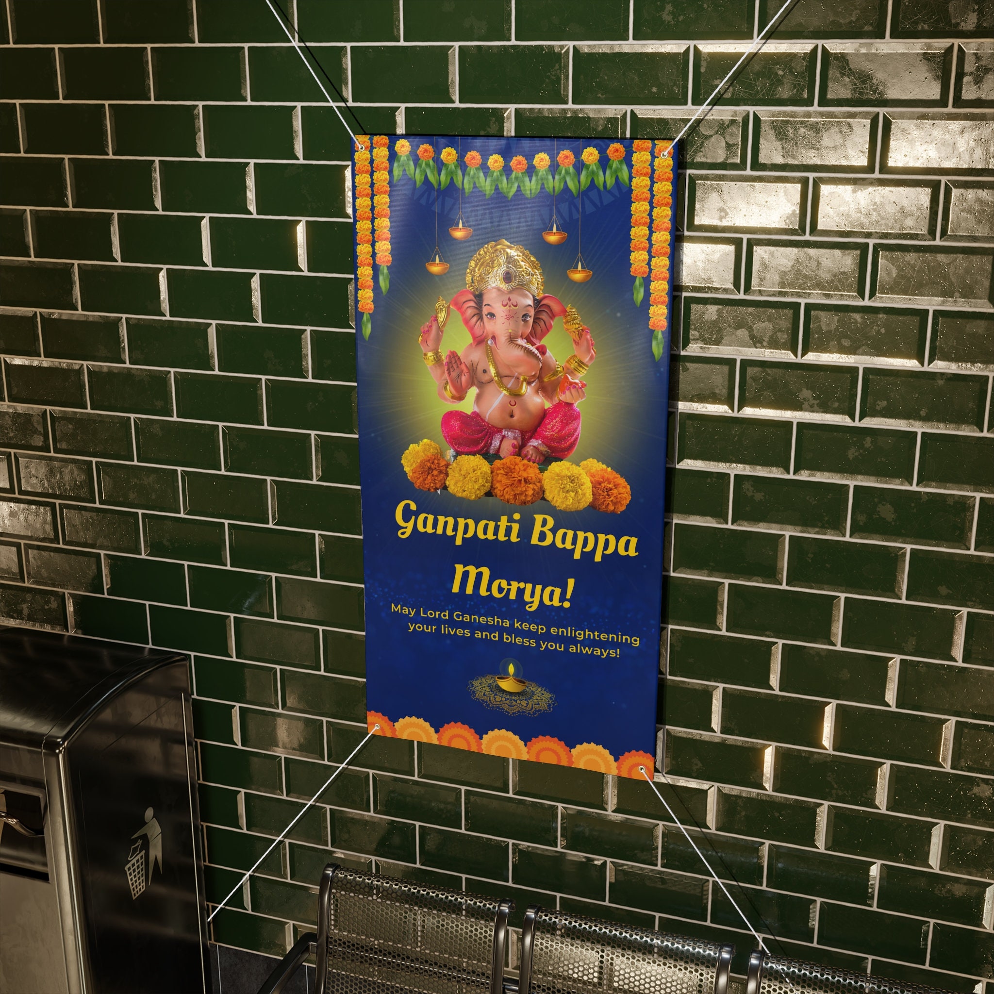Matte Banner Ganpati Bappa Morya 3 Feet W X 6 Feet H - Etsy