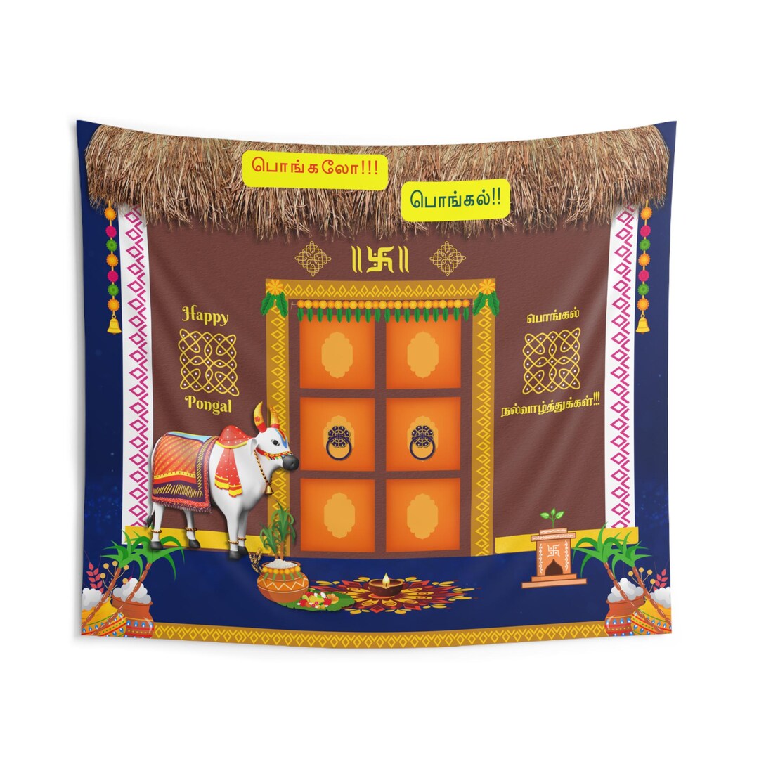 Tapestry, Happy Pongal Backdrop, Banner, Photo Booth, Tamil Festival ...