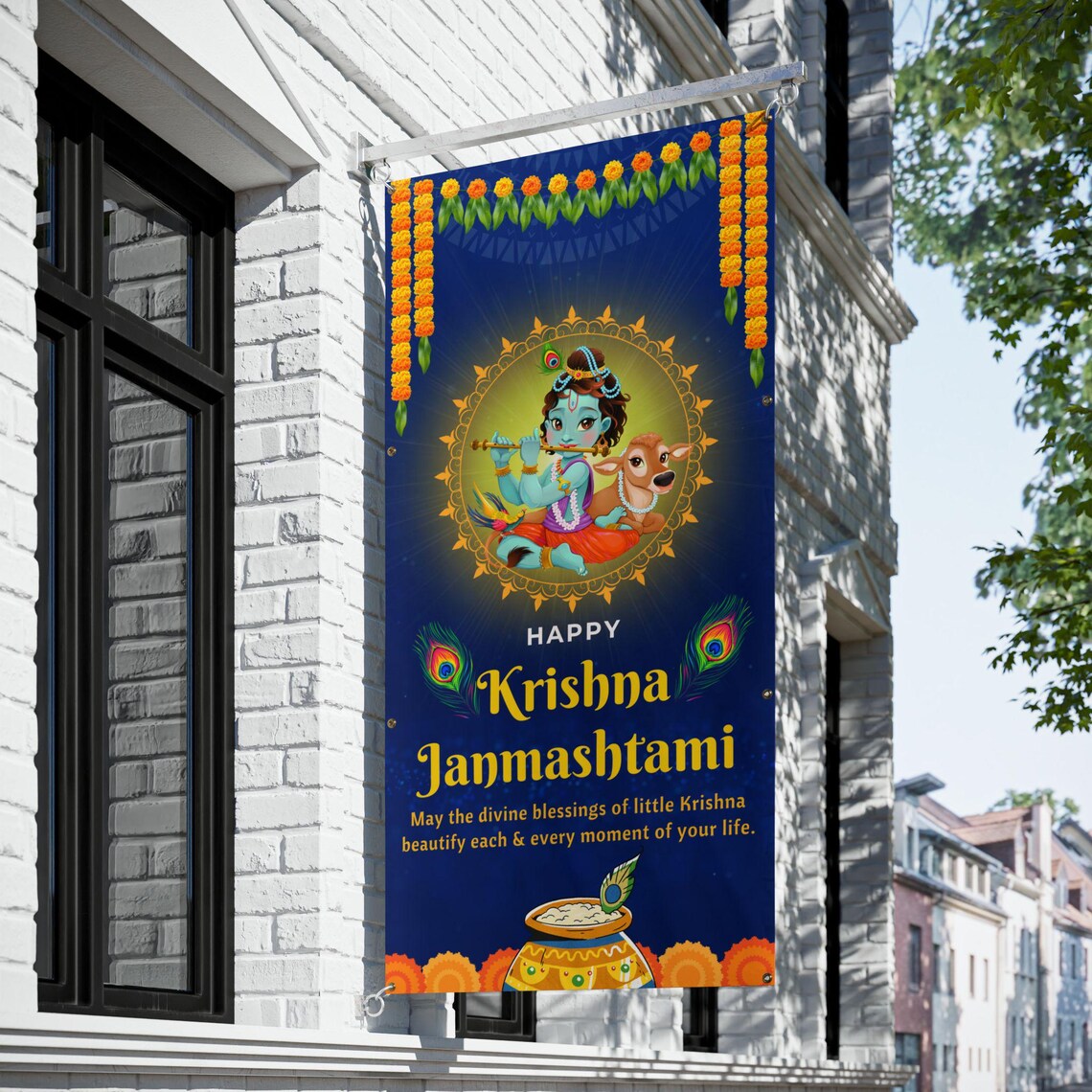 Vinyl Banners - Happy Krishna Janmashtami - Festive Banner/backdrop - 3 ...