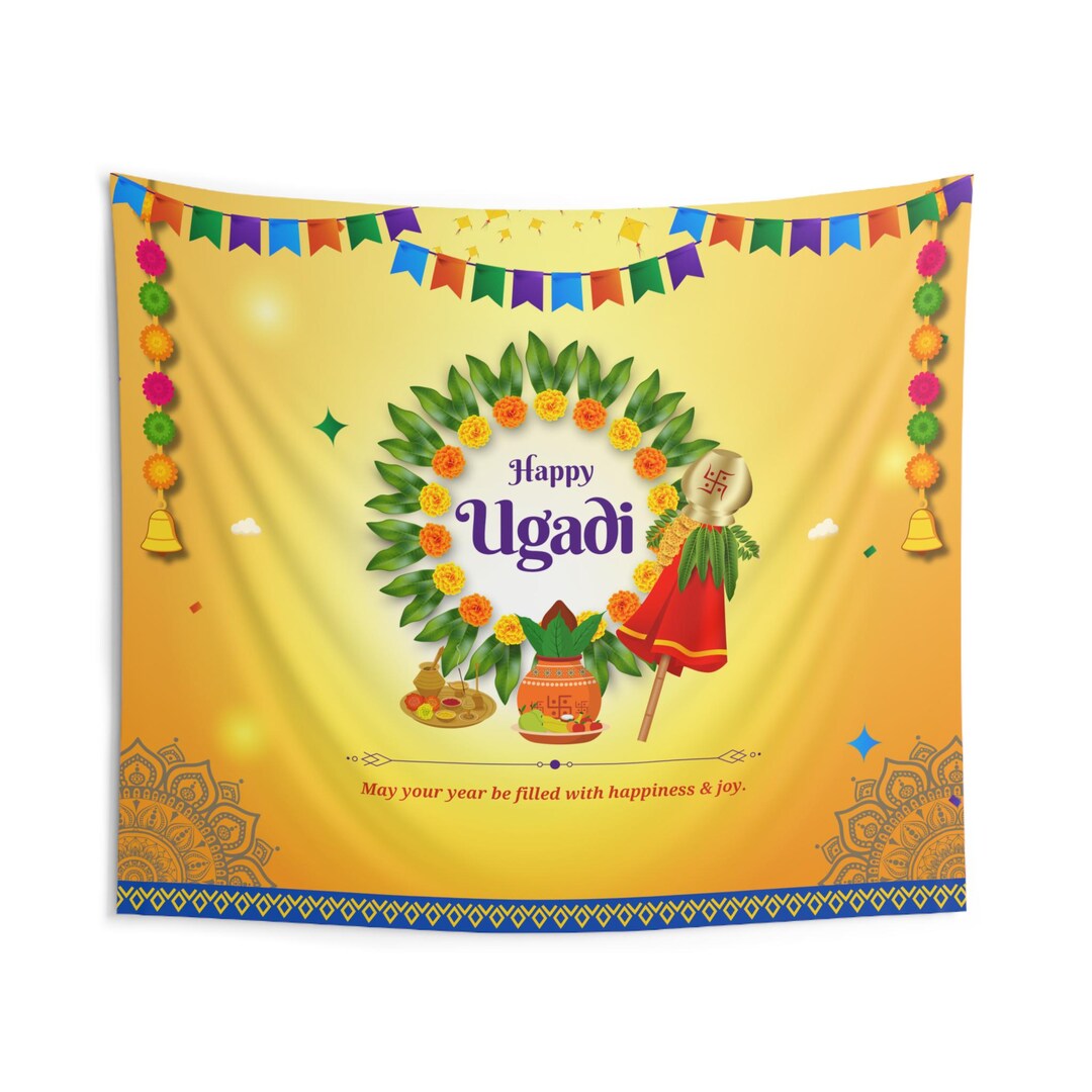 Happy Ugadi Indoor Wall Tapestry - Festive Home Decor, Celebration Wall ...