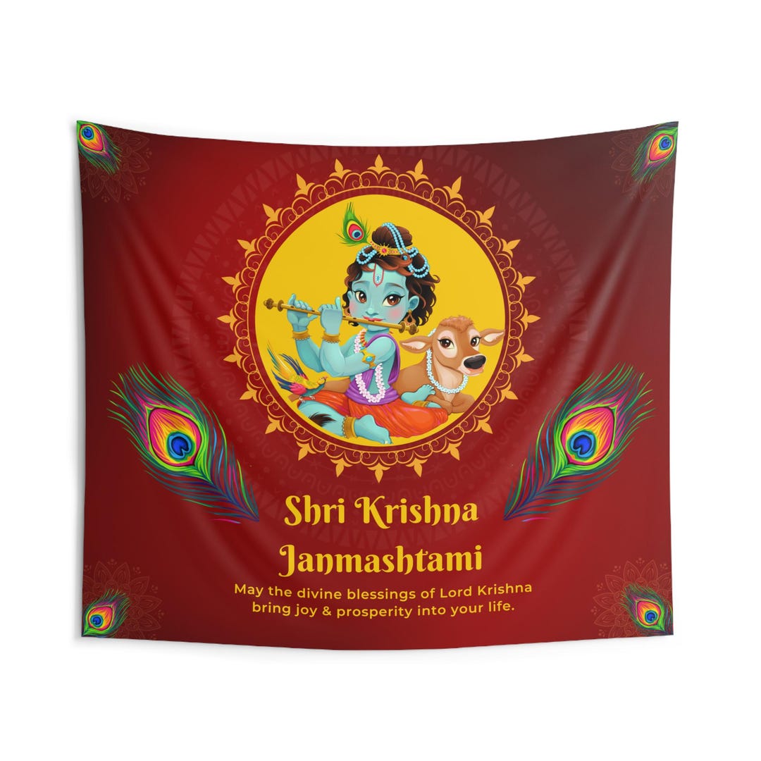 Indoor Wall Tapestries - Shri Krishna Janmashtami - Festive Backdrop - Etsy