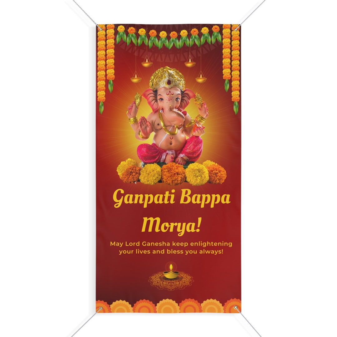Matte Banner - Ganpati Bappa Morya! - Festival Banner - 3 Feet (w) X 6 ...