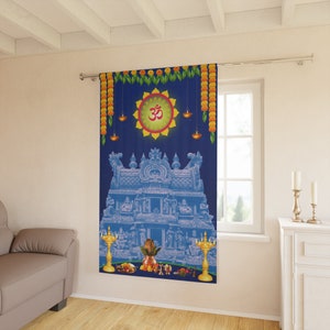 Pooja Room Curtain Om Temple Design Window Curtains 1 - Etsy