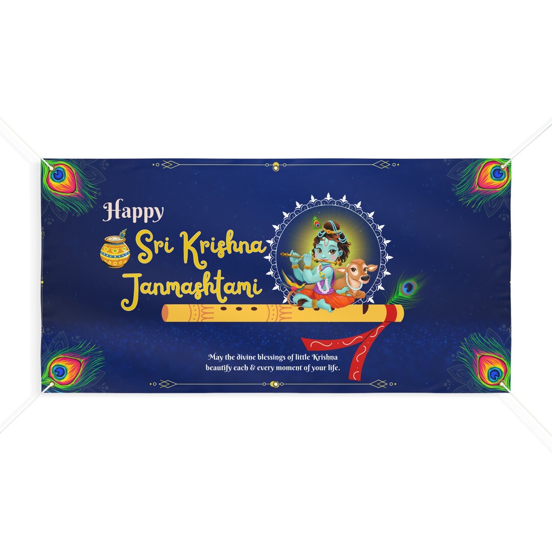Matte Banner Sri Krishna Jayanthi Banner Festive Collection 6 Feet L X ...