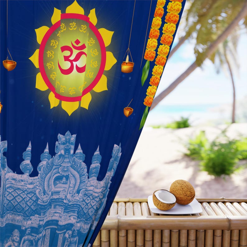Pooja Room Curtain Om Temple Design Window Curtains 1 Piece - Etsy