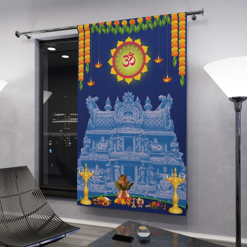 Pooja Room Curtain Om Temple Design Window Curtains 1 Piece - Etsy