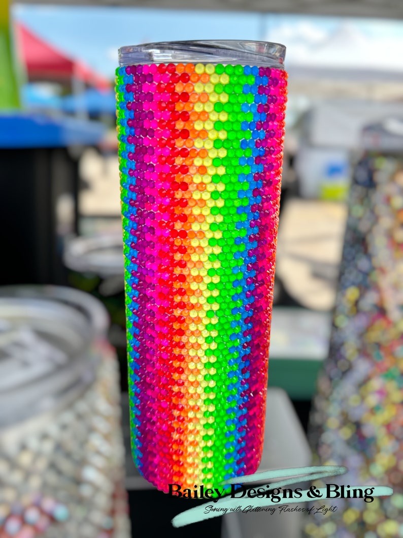 Rainbow Zipper Design Rhinestone Tumbler Template | SS16 Honeycomb ...