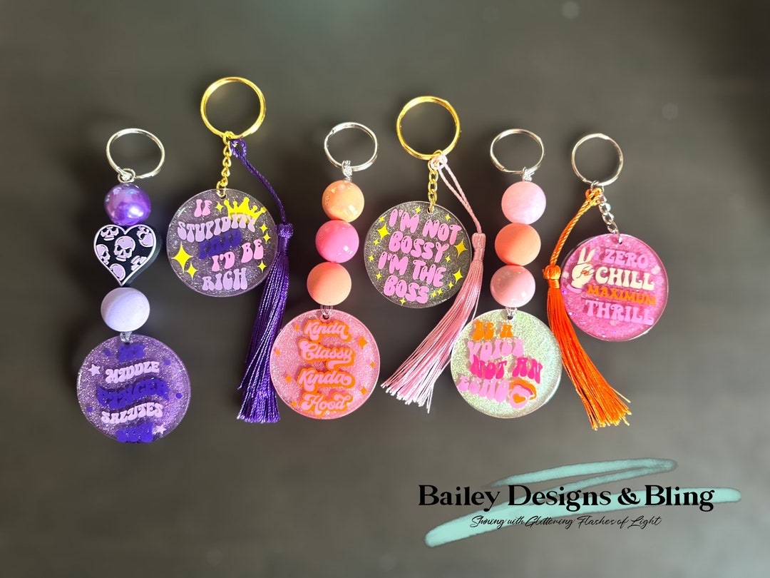 Retro Round Keychains | Sparkle Keychain | Backpack Tag - Etsy