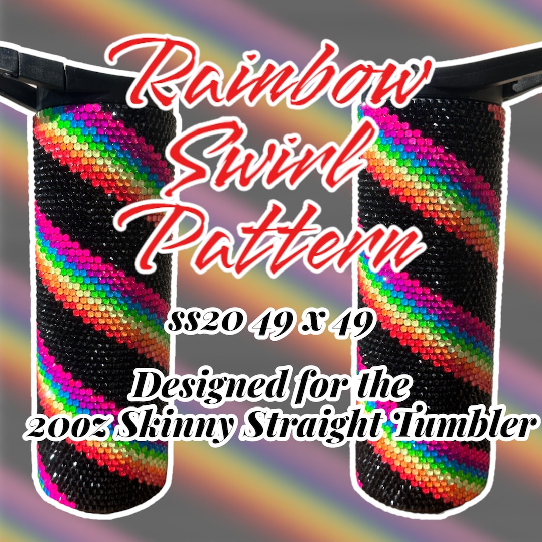 Rainbow Swirl Design Rhinestone Tumbler Pattern | SS20 Honeycomb ...