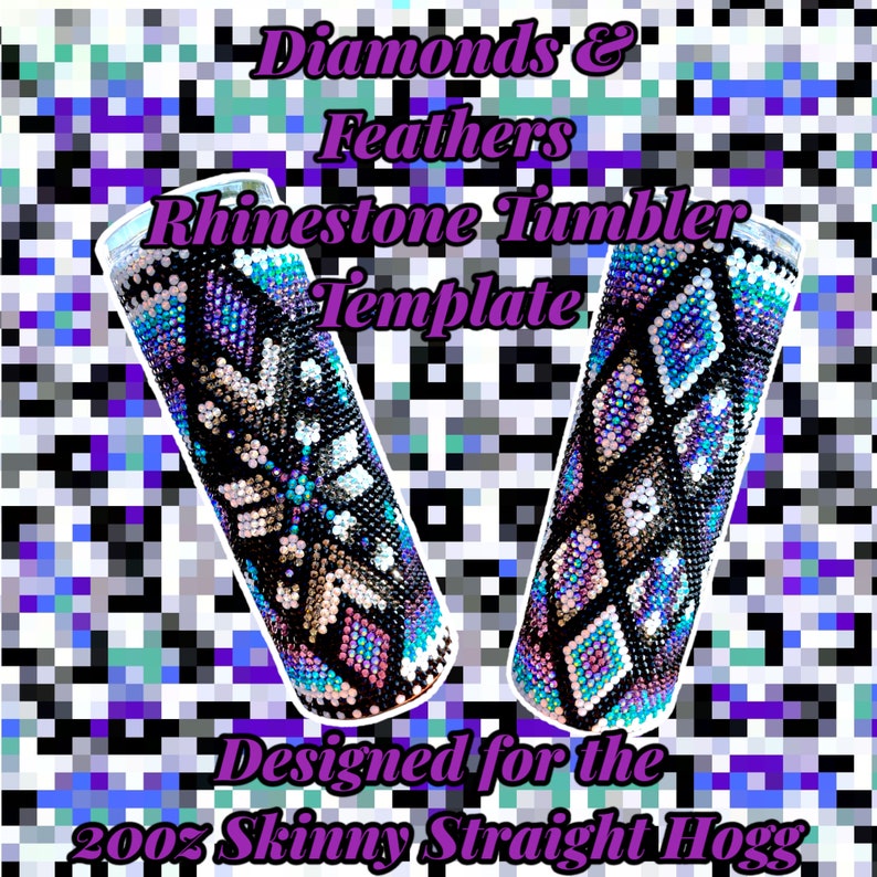 Diamonds & Feathers Design Rhinestone Tumbler Template | SS16 Honeycomb ...