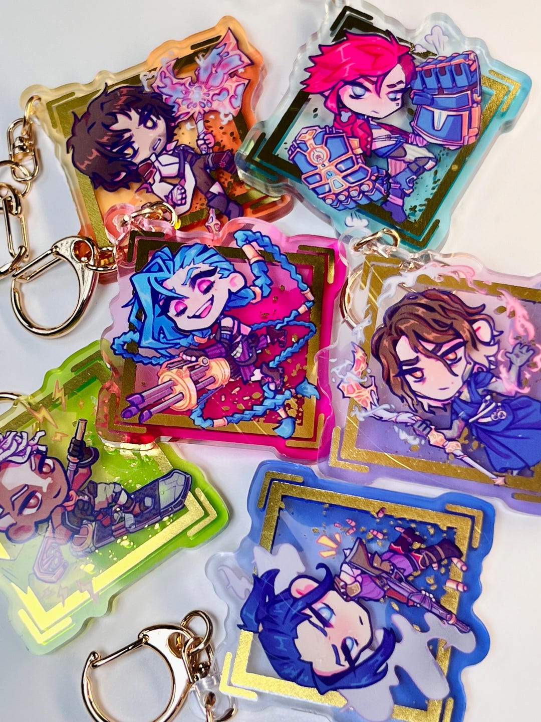 Arcane League of Legends Gold Foil 2.5 Inch Double Sided Acrylic Charms ...
