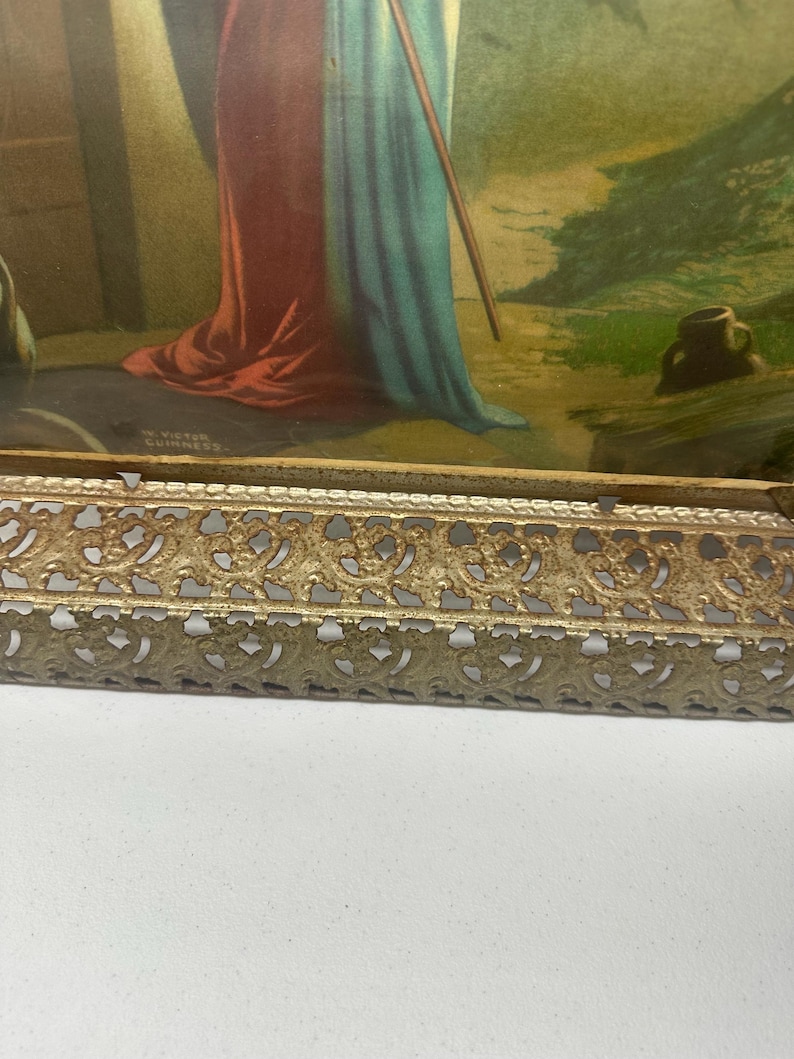Rare Large Vintage Filigree/ornate Brass Tone Light up Frame With Jesus ...
