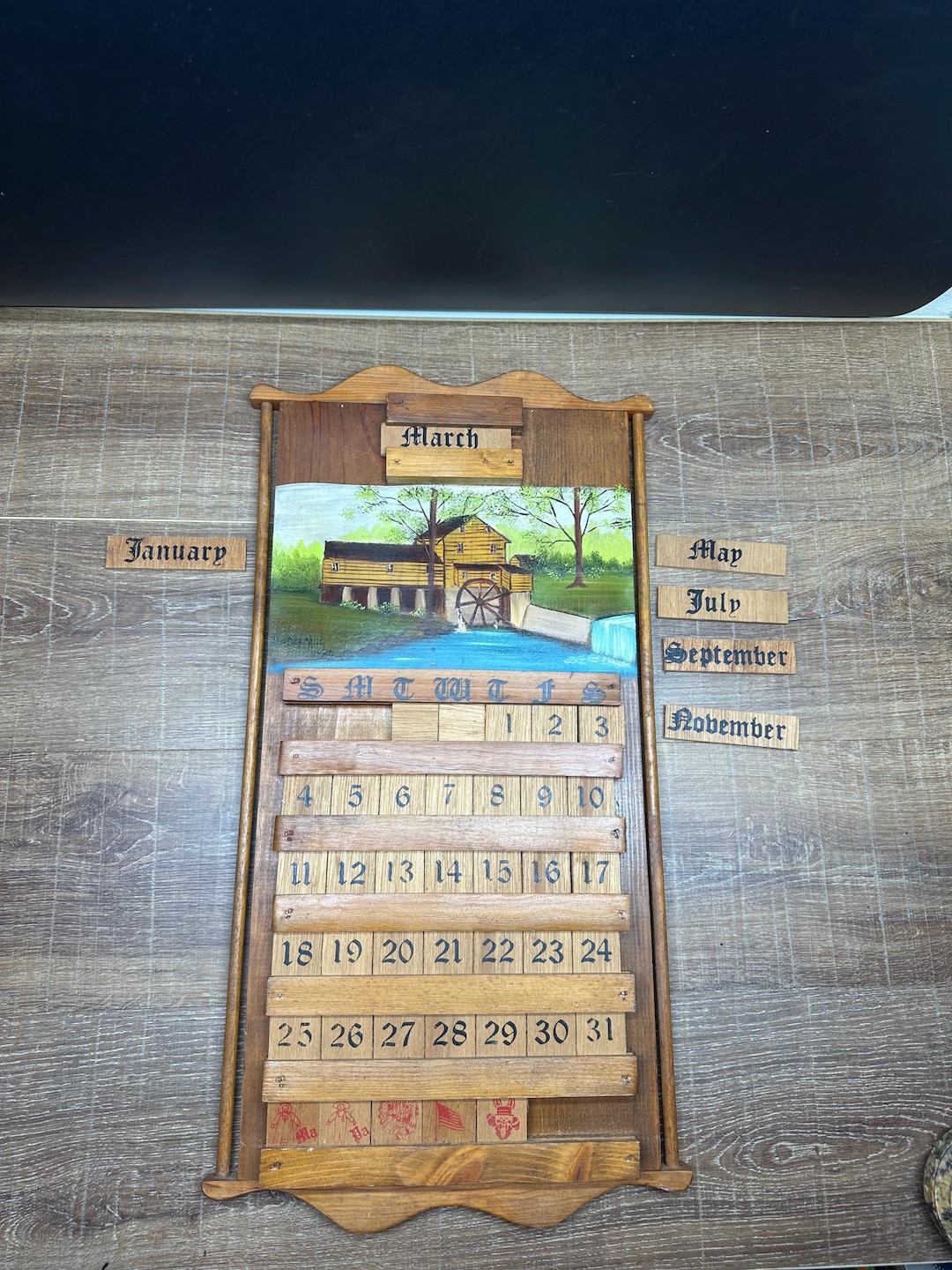 Vintage Wooden Perpetual Calendar Wall Hanging – Rustic Farmhouse Decor ...