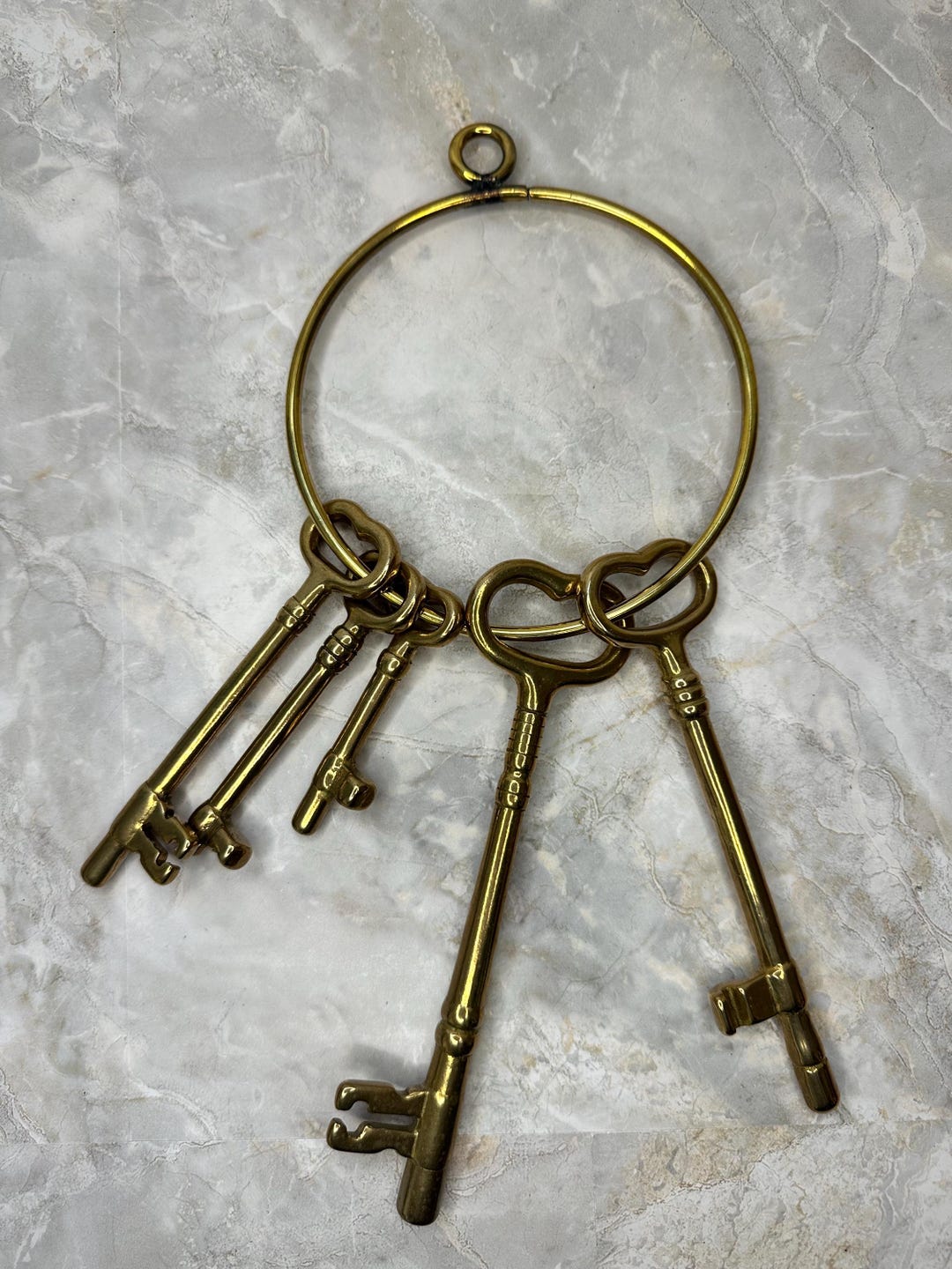 Lot of 5 Large Vintage Brass Skeleton Keys - Etsy