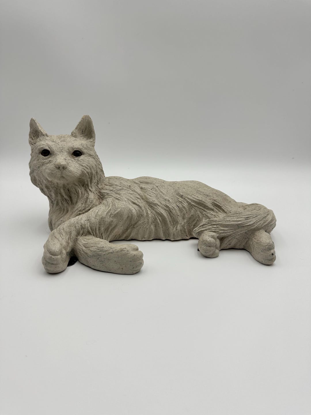 Large Rare 1992 Universal Statuary Corp Glass Eye White Resin Cat Style ...