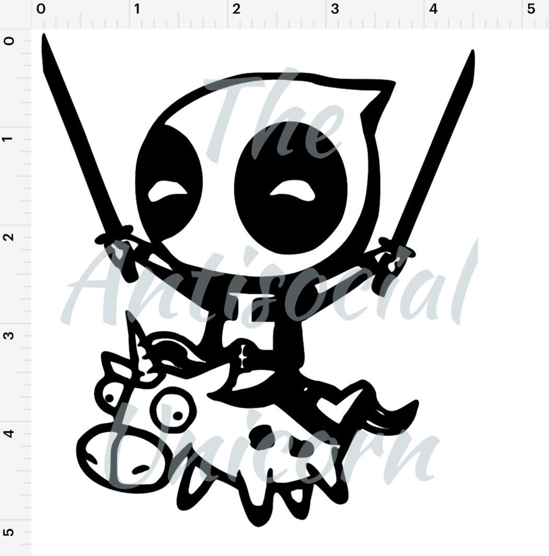 Deadpool on Unicorn Decal - Etsy