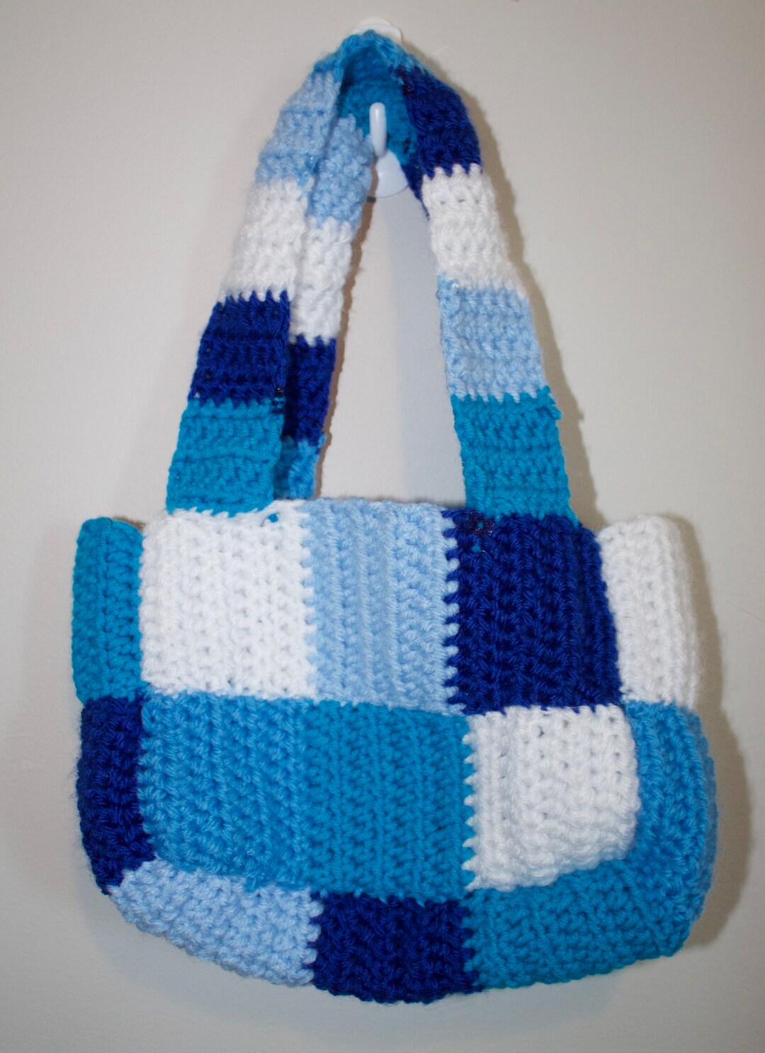 Mini Blue Checkered Crochet Bag - Etsy
