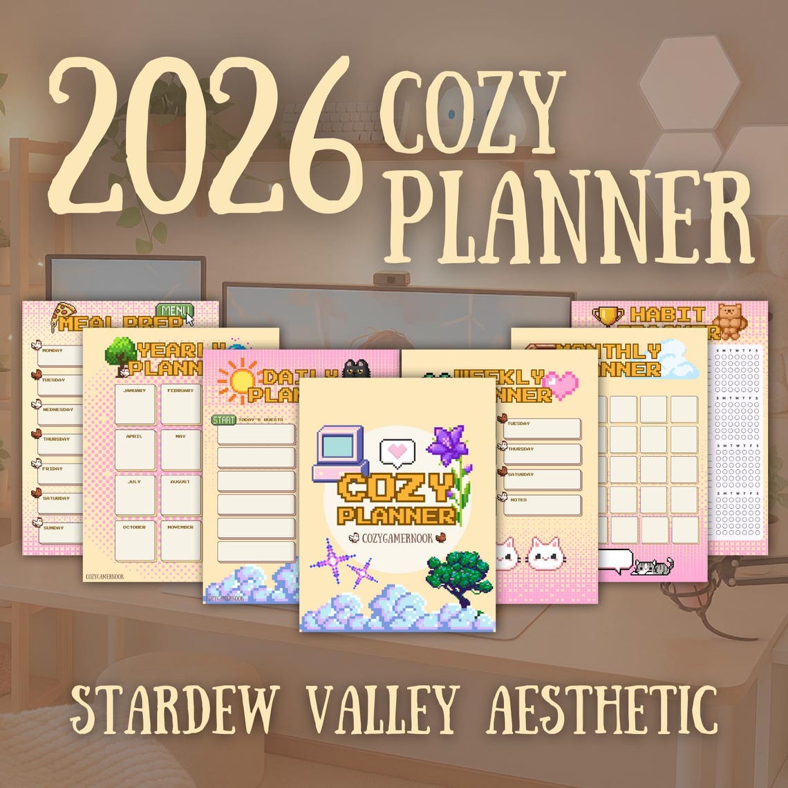 2026 Cozy Planner Bundle Gamer Stardew Valley Inspired Pixel Art ...