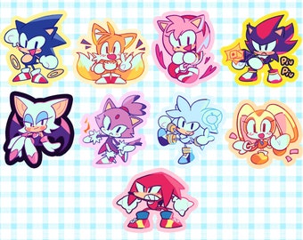 Sonic the Hedgehog Premium Sticker Set of 4 Sonic, Tails, Knuckles ...