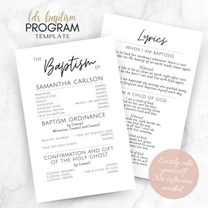 Customizable LDS Baptism Program Template, Easy to Edit Canva Download ...