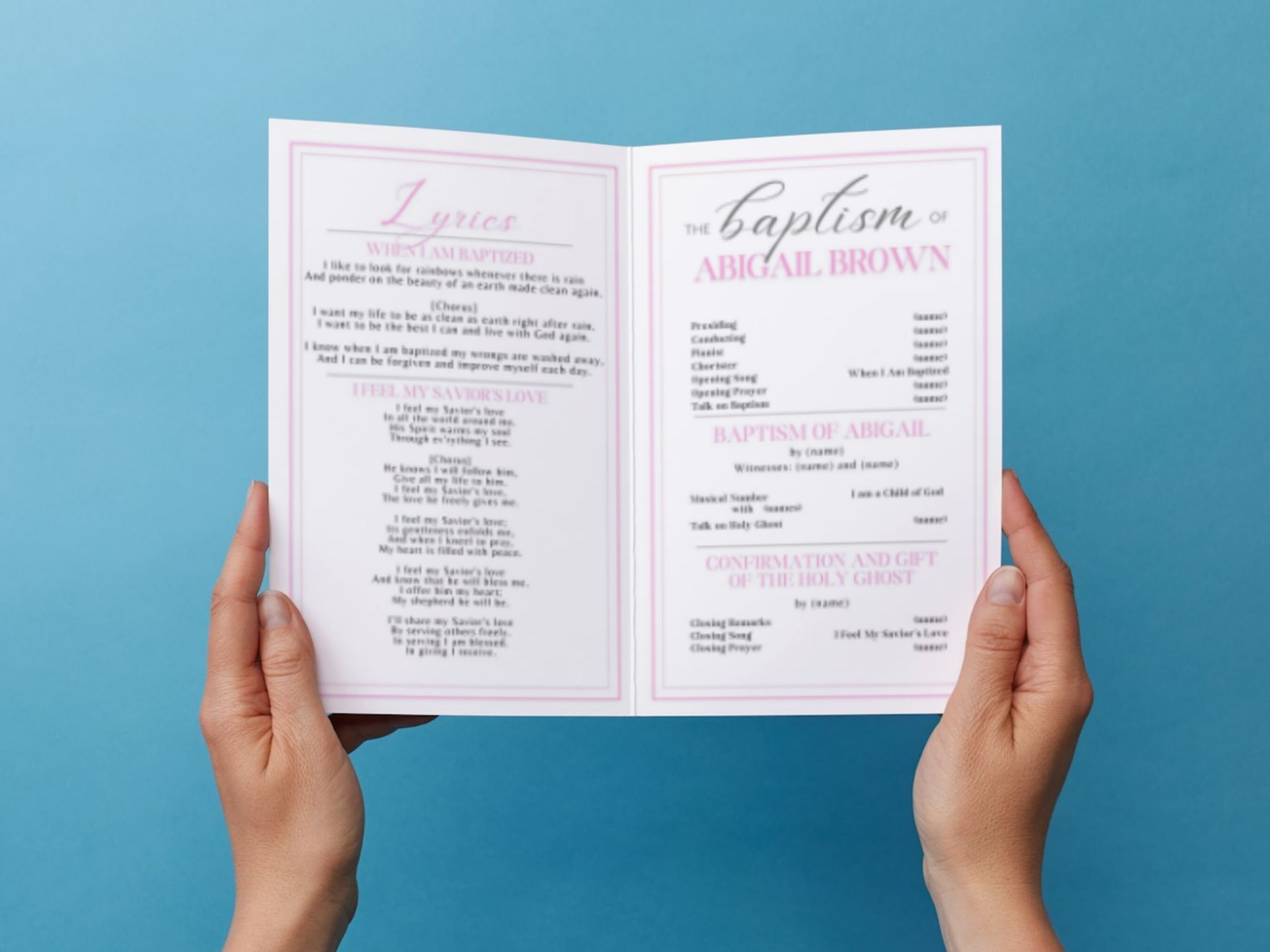 LDS Baptism Program, Customizable Template, Easy to Edit Canva Download ...