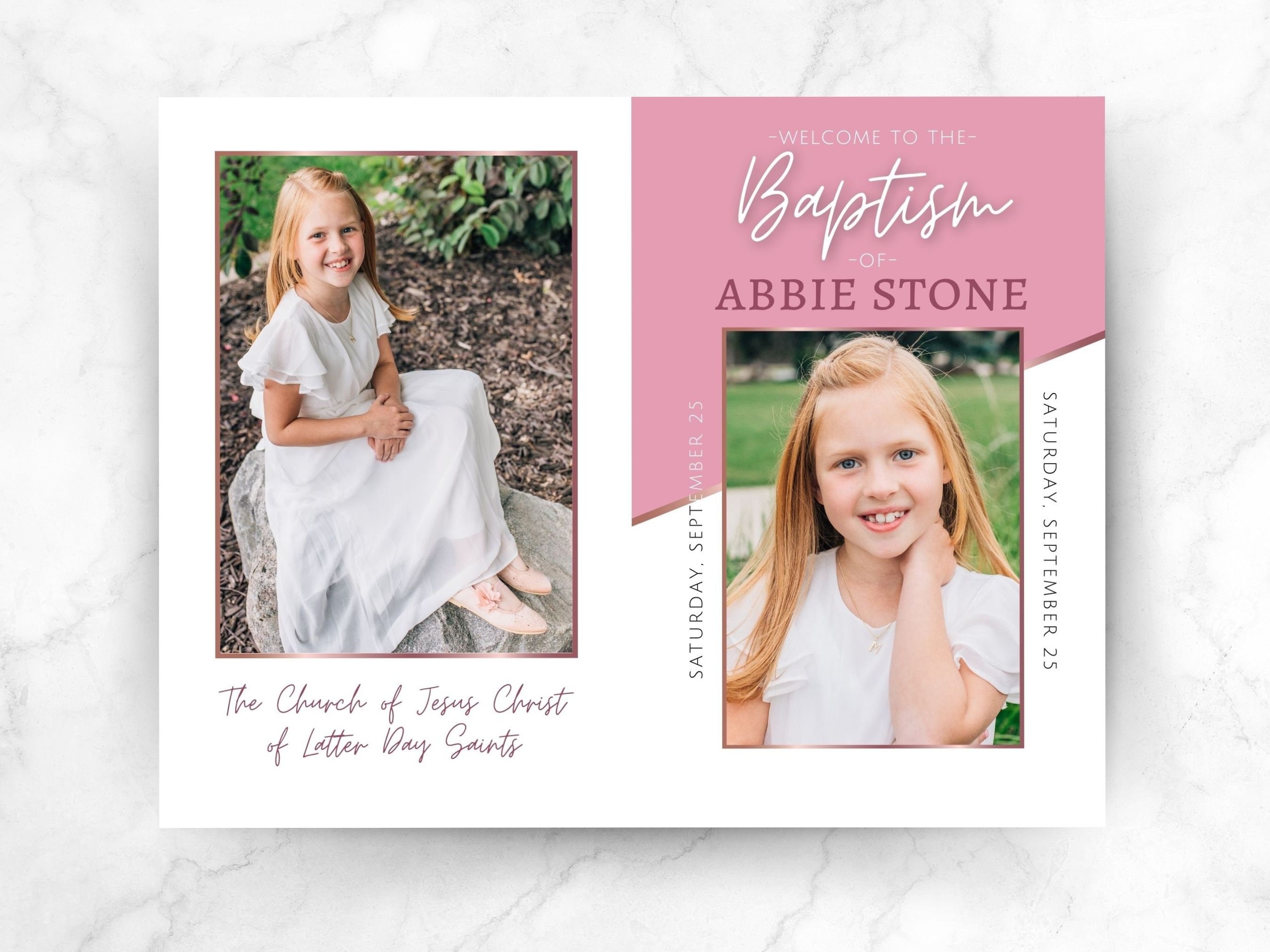 LDS Baptism Program Template, Easy to Edit Canva Download, Girl Boy ...
