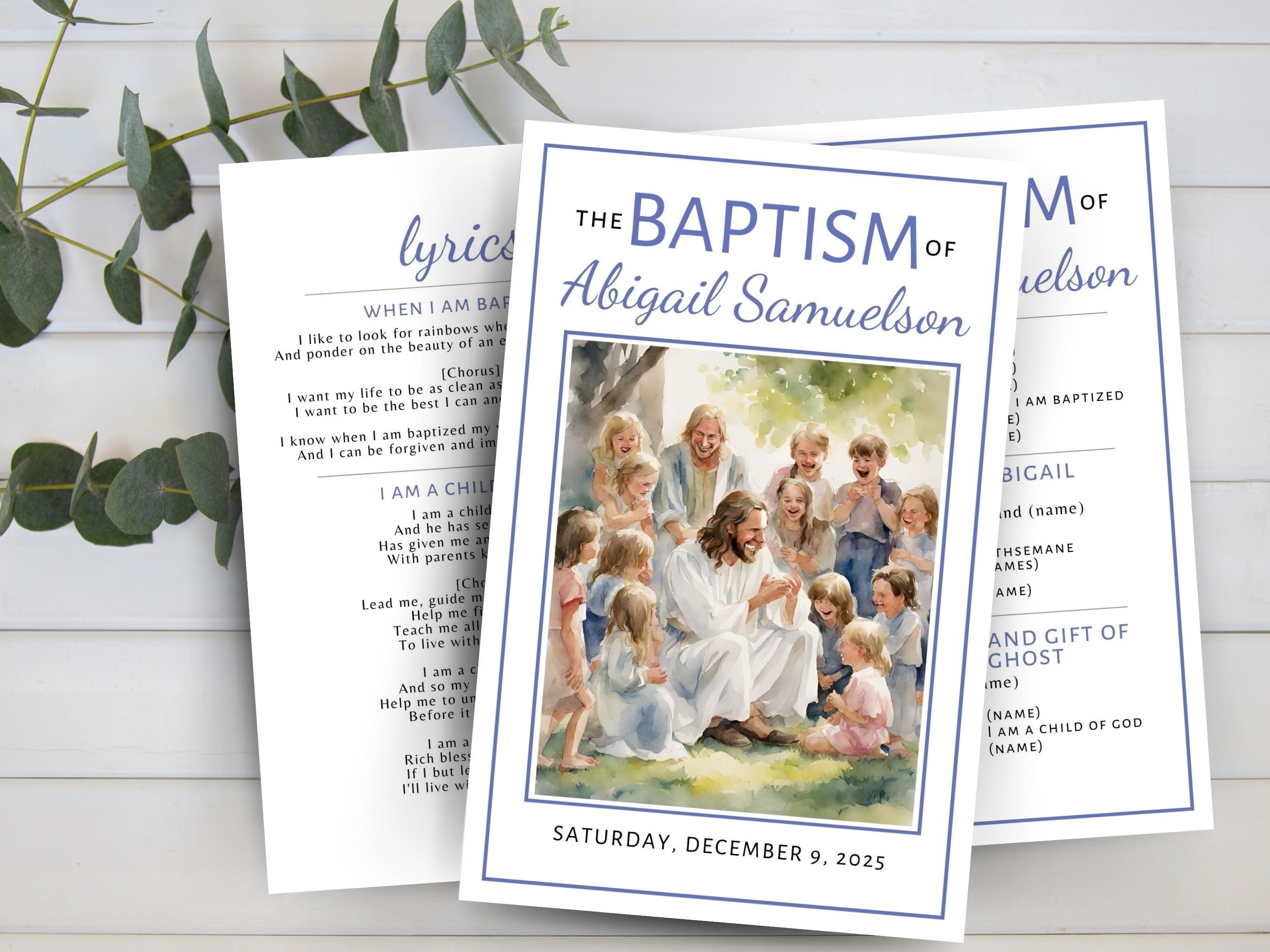 LDS Baptism Program, Customizable Template, Easy to Edit Canva Download ...