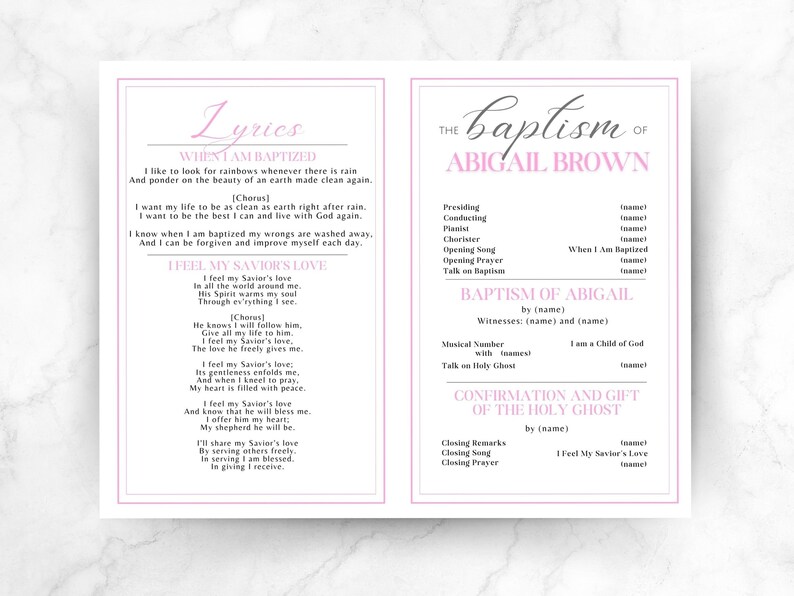 LDS Baptism Program, Customizable Template, Easy to Edit Canva Download ...