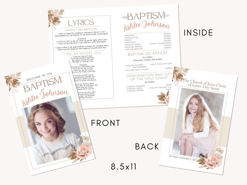 LDS Baptism Program Template, LDS Baptism Program, Customizable and ...