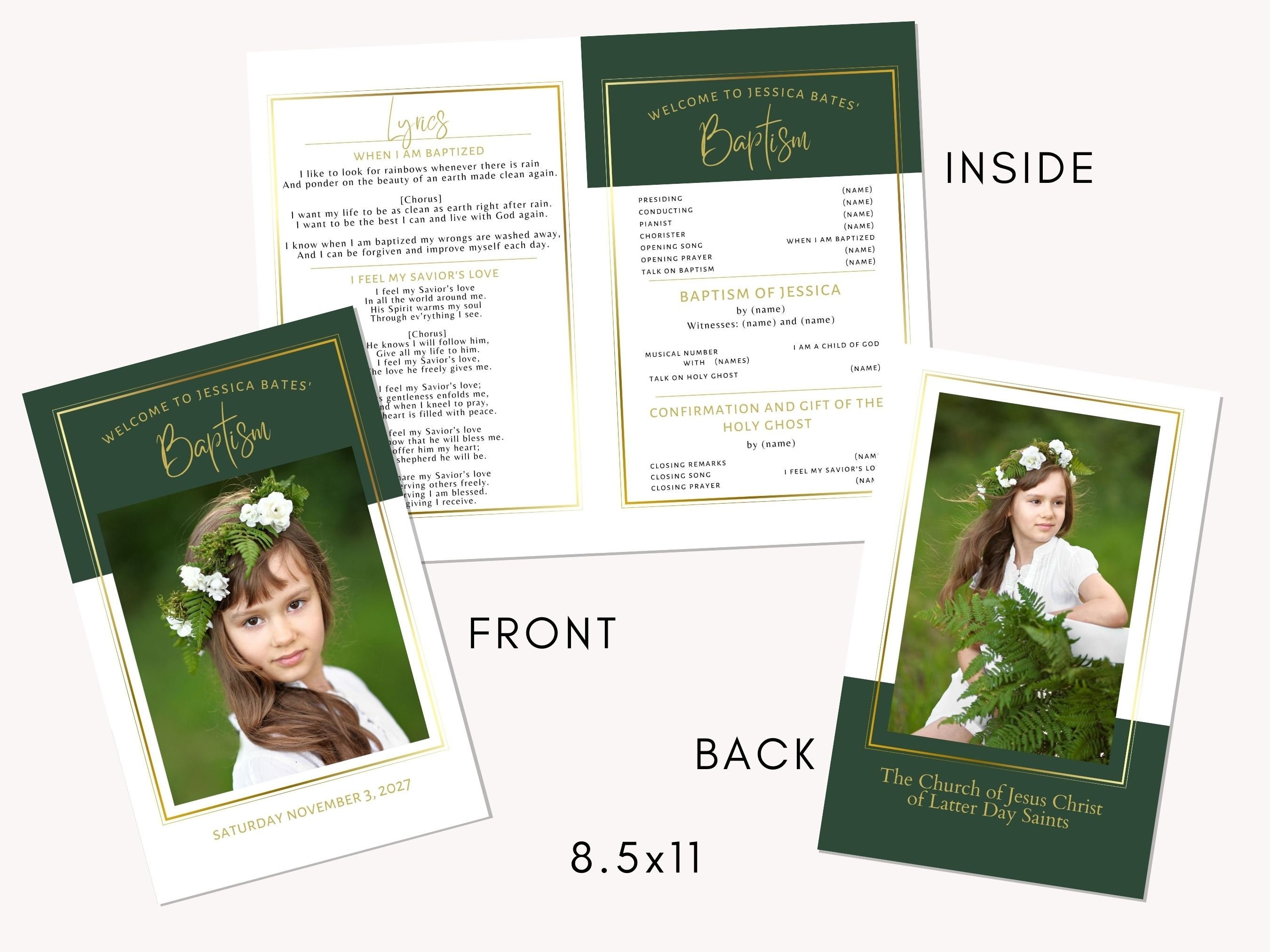 LDS Baptism Program Template, Boy or Girl Baptism Program, Customizable ...