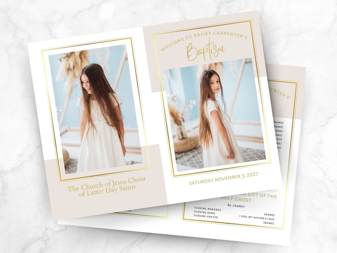 LDS Baptism Program Template, Customizable Easy to Edit Canva Download ...