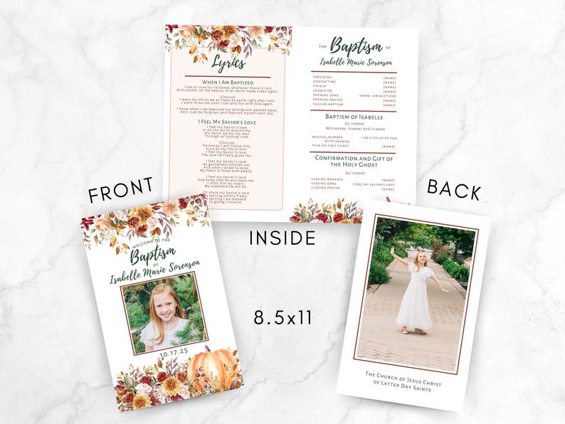 LDS Baptism Program, Customizable Template, Easy to Edit Canva Download ...