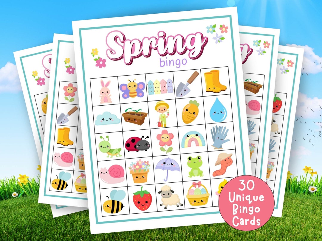 Kids Party Game Spring Bingo Game Senior Citizen Activity Spring Class ...