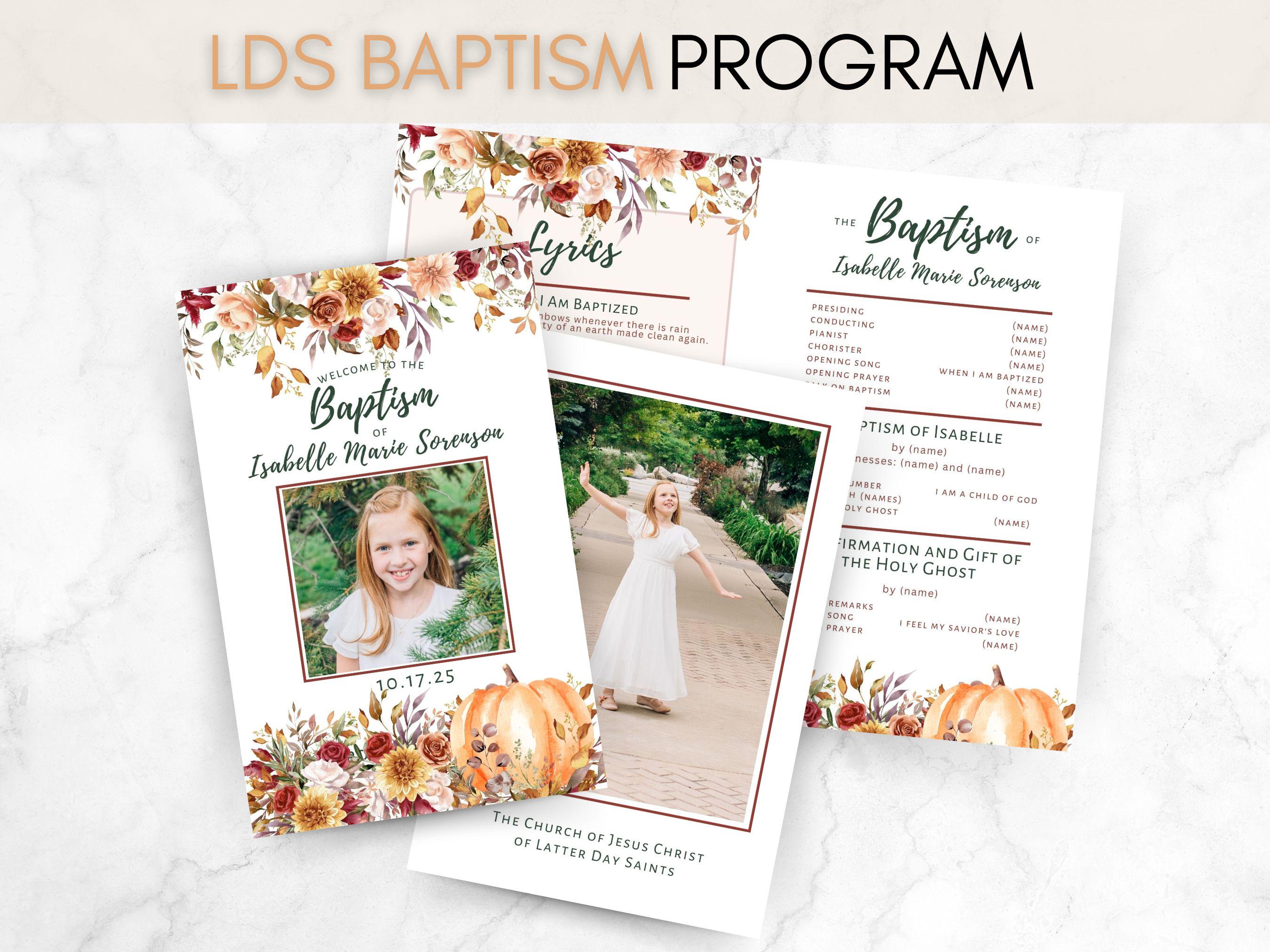 LDS Baptism Program, Customizable Template, Easy to Edit Canva Download ...
